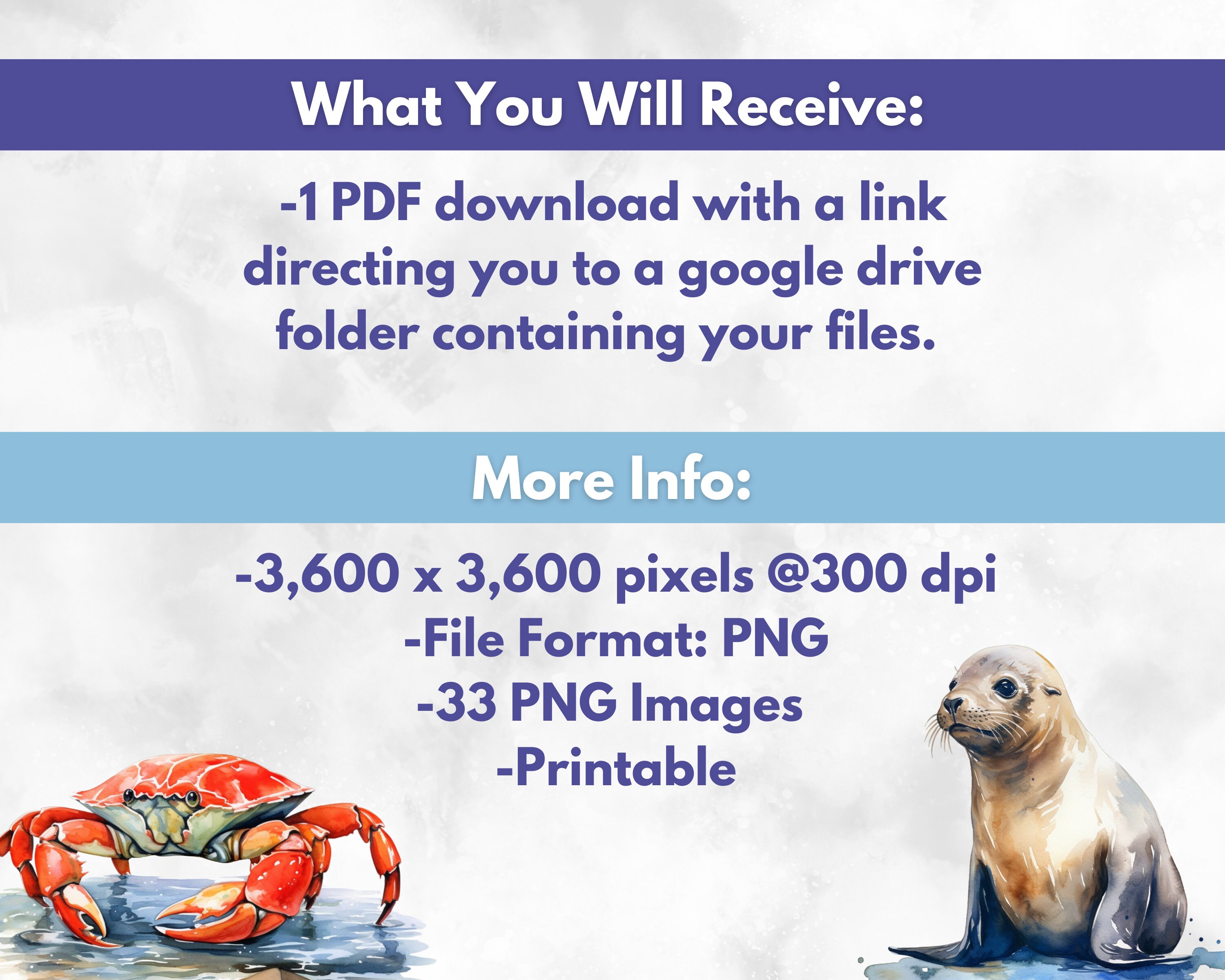 Watercolor Sea Animals Clipart Images for Commercial Use Ocean Animals ...