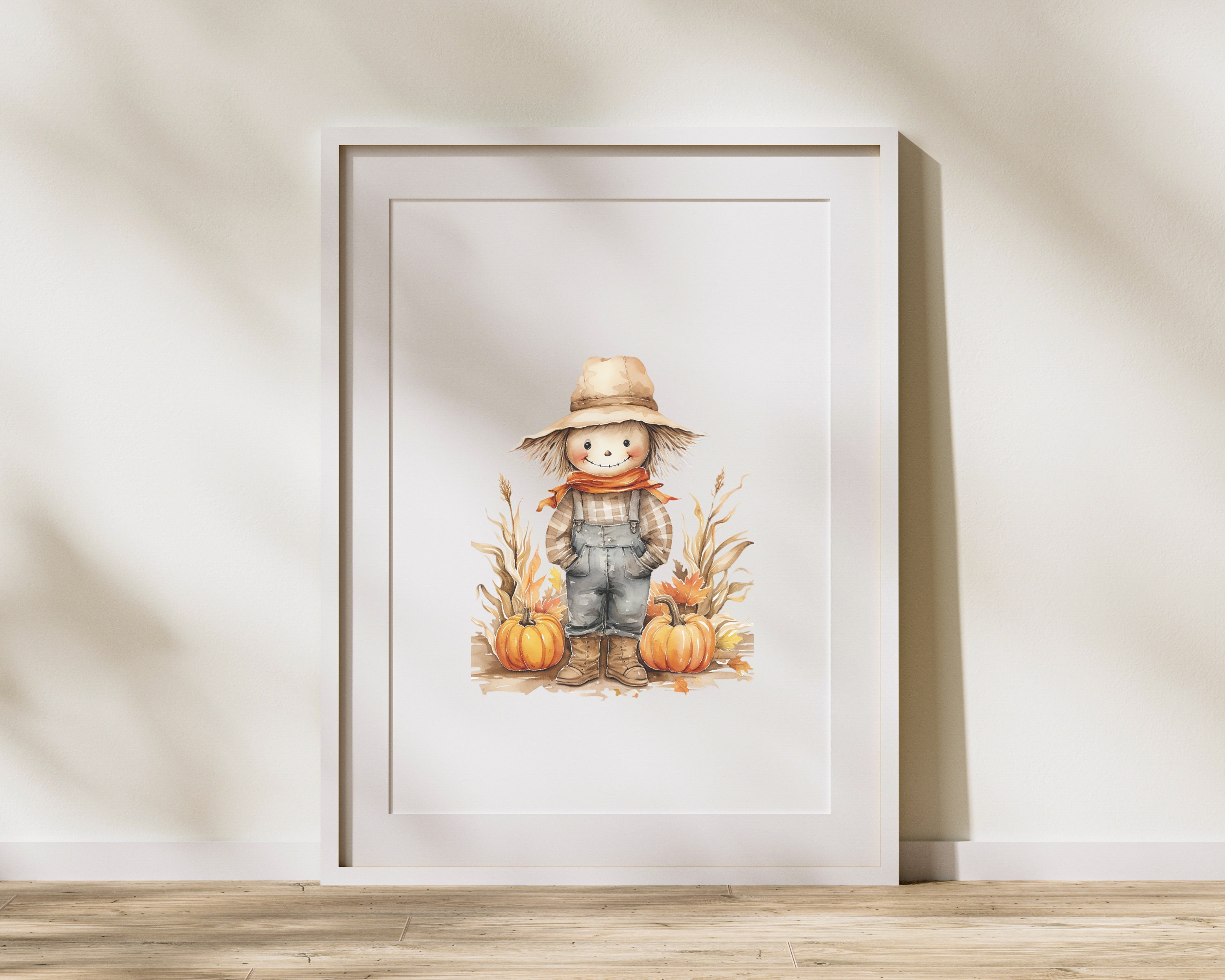 Watercolor Fall Scarecrow Clipart Bundle Cute Digital Halloween ...
