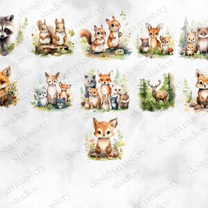 Watercolor Woodland Animals Clipart Bundle Cute Digital Baby Animal ...