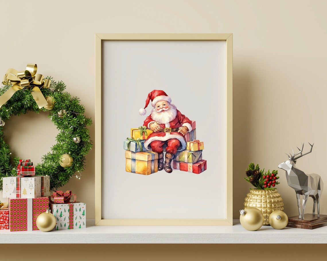 Watercolor Santa Claus Clipart Bundle Winter Santa Claus Christmas ...