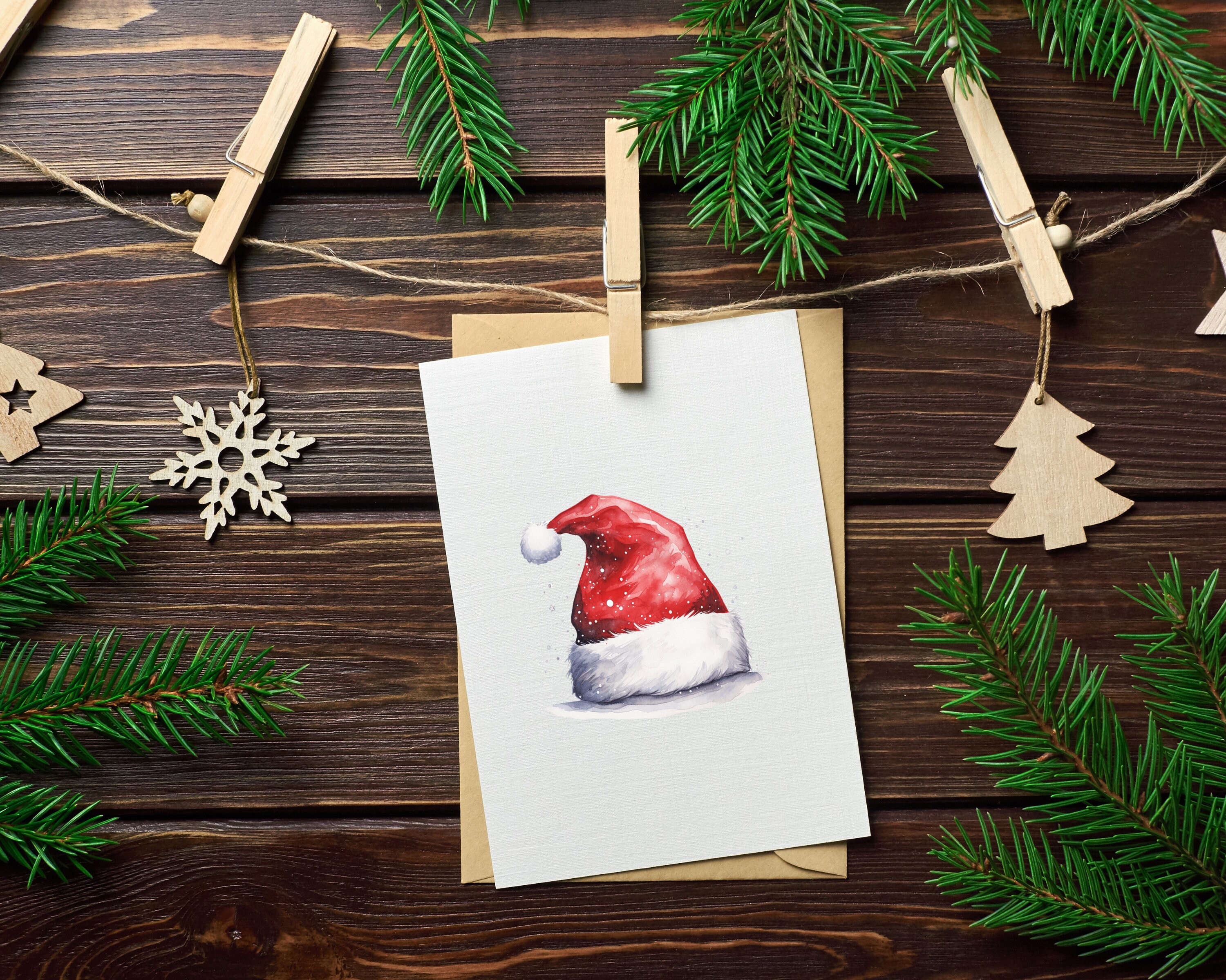 Watercolor Santa Hat Clipart Bundle Santa Clause Hat Printable PNG ...