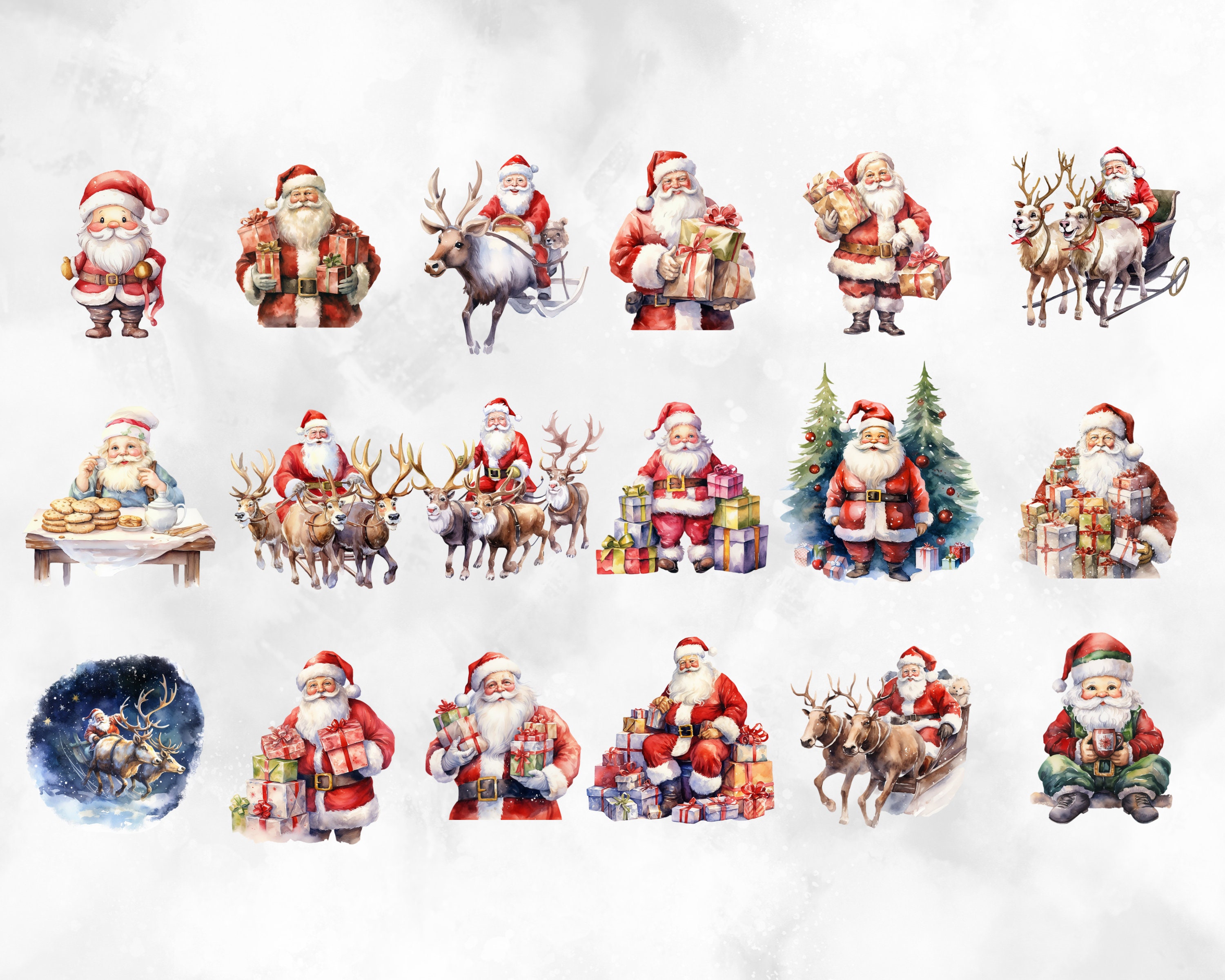 Watercolor Santa Claus Clipart Bundle Winter Santa Claus Christmas ...