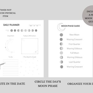 Printable Moon & Stars Undated Daily Planner Sheet, Lunar Phase Tracker ...