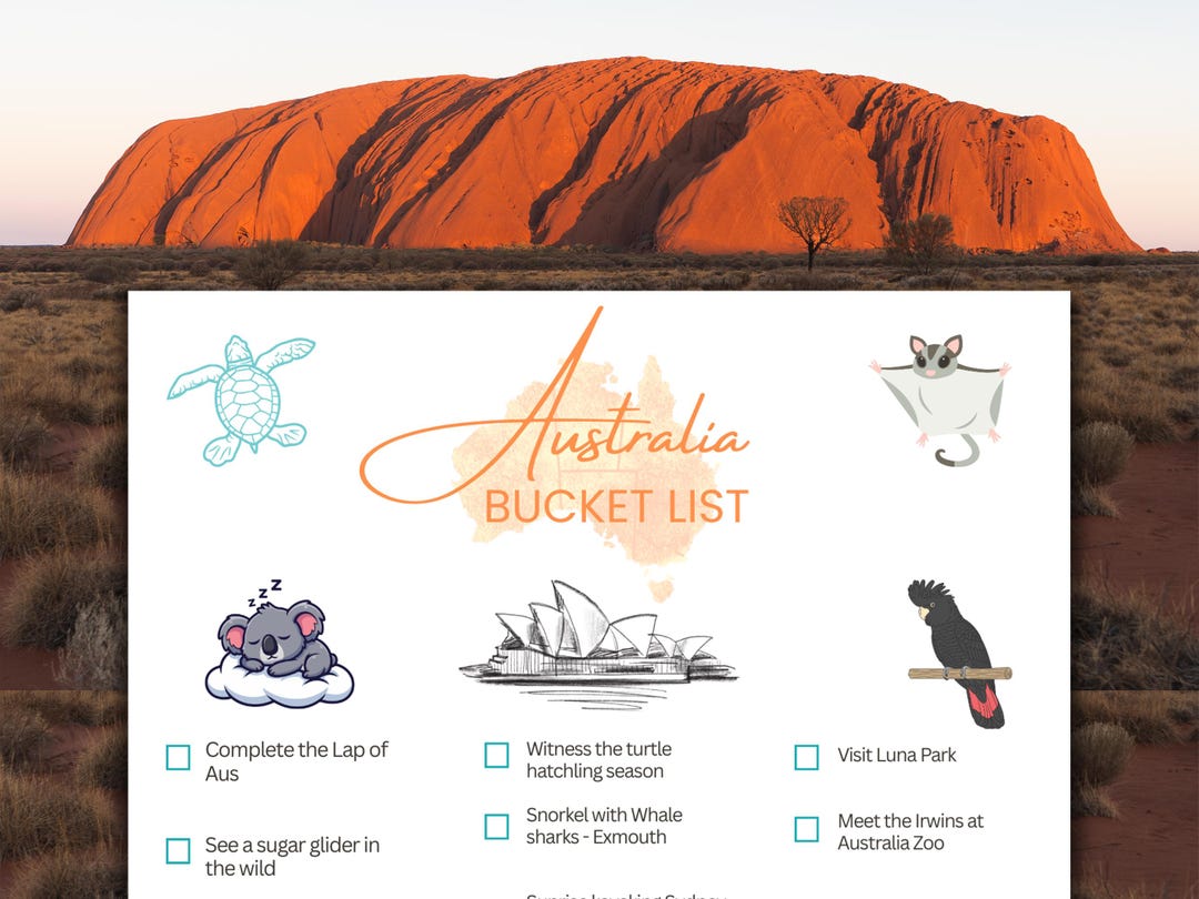 Australia Bucket List Printable | Travel Checklist | Outback, Beaches ...