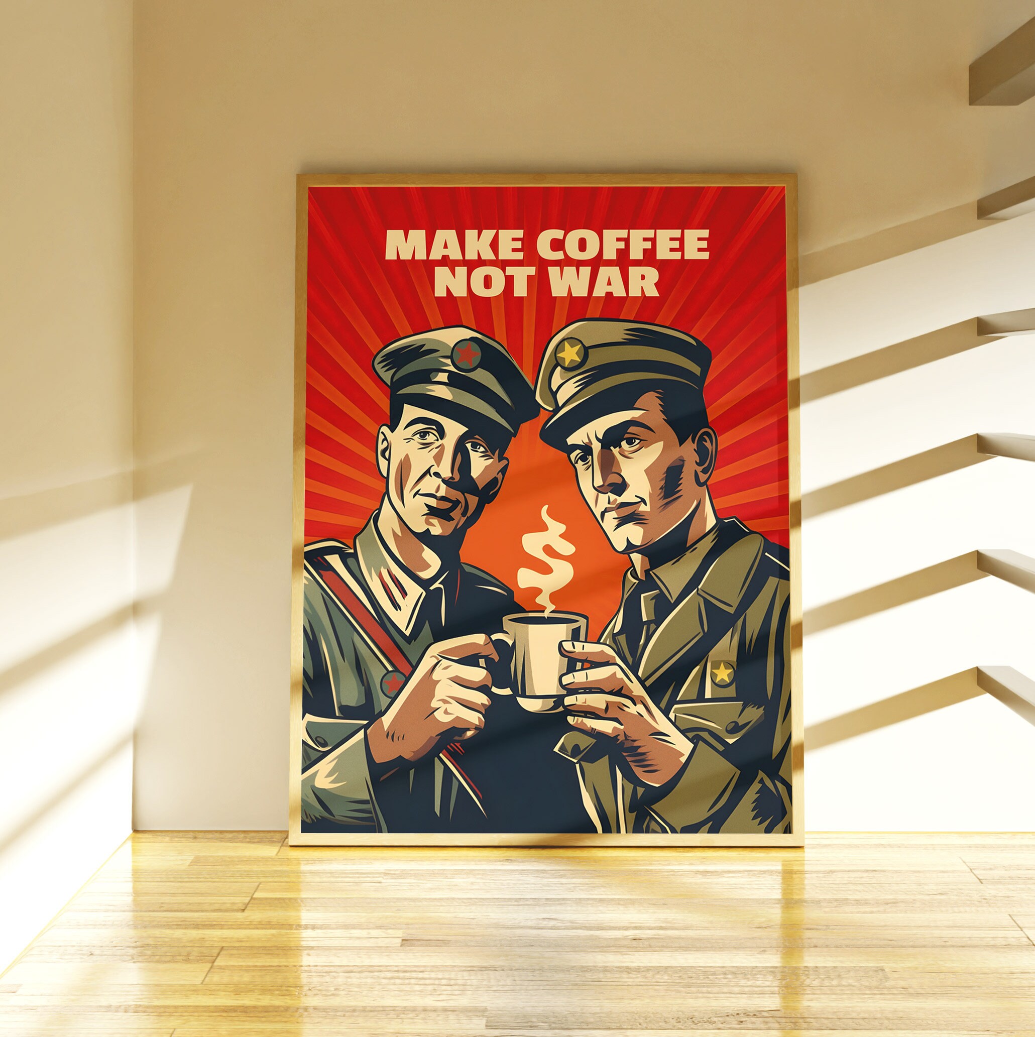 Make Coffee Not War Poster | Anti-war Vintage Illustration Art | Coffee ...
