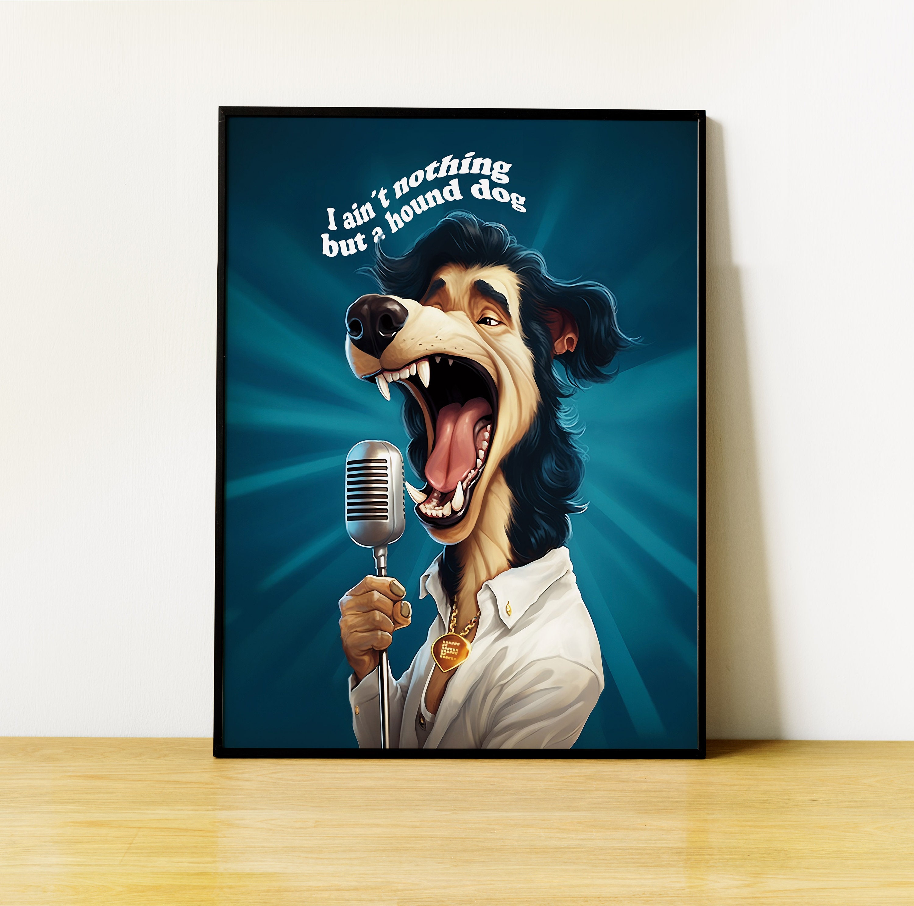 Nothing but A Hound Dog Singing Poster, Elvis Tribute Wall Decor ...