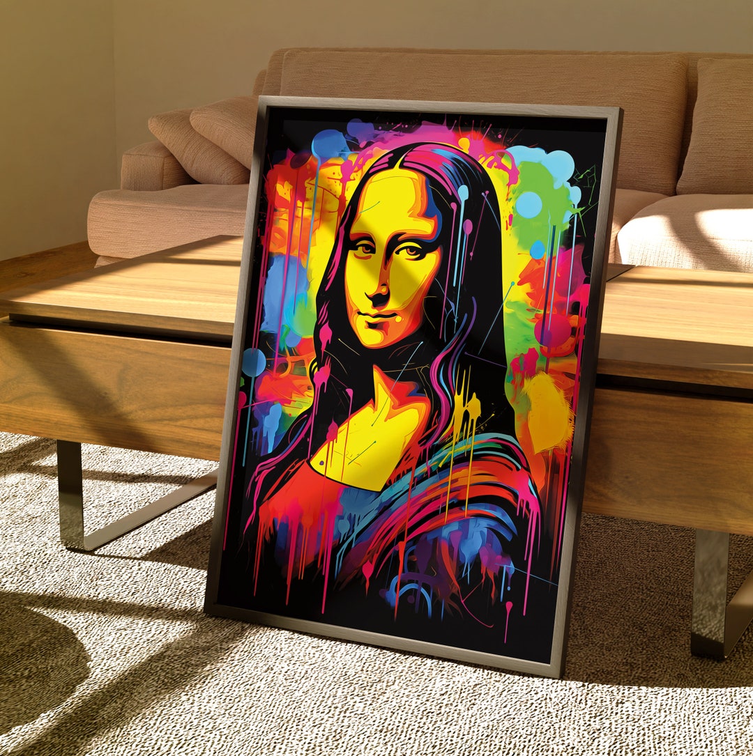 Mona Lisa Graffiti Poster, CMYK Colors Street Art Home Wall Decor ...