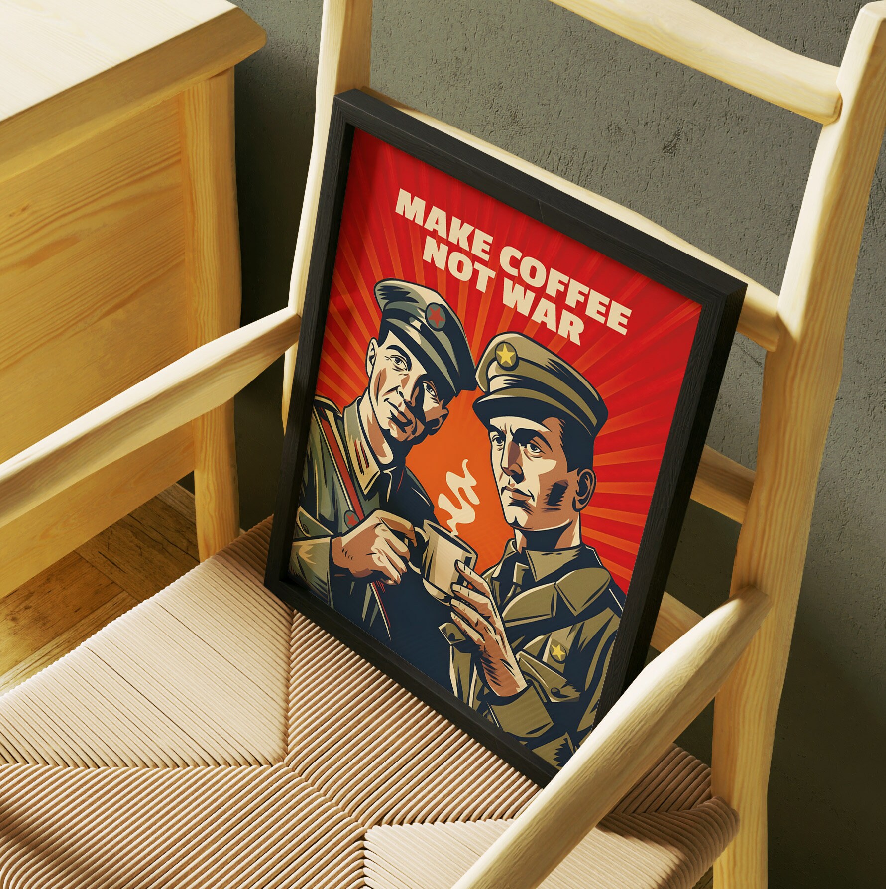 Make Coffee Not War Poster | Anti-war Vintage Illustration Art | Coffee ...