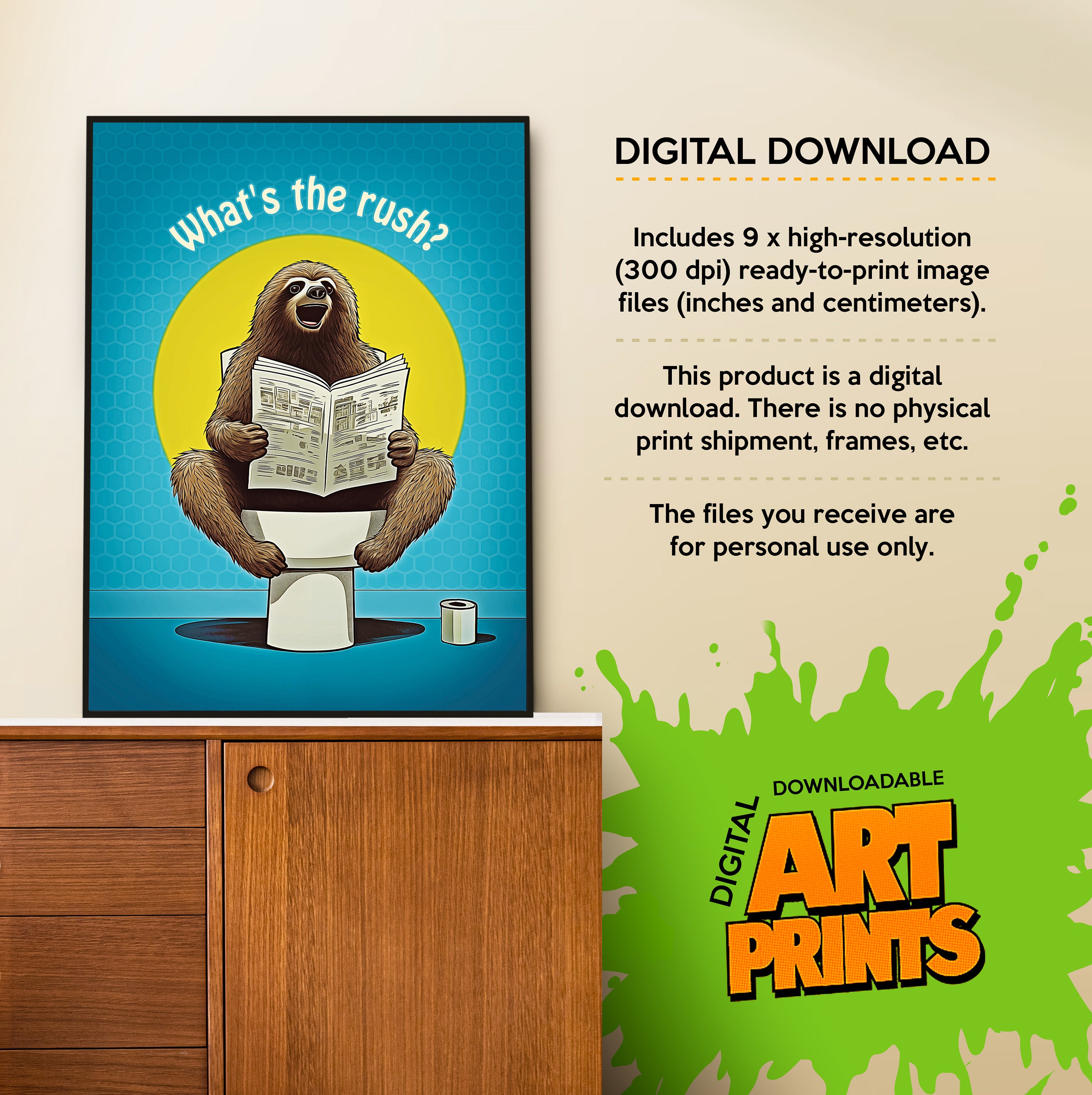 Whats the Rush Poster, Funny Pooping Bathroom Home Wall Decor, Humorous ...