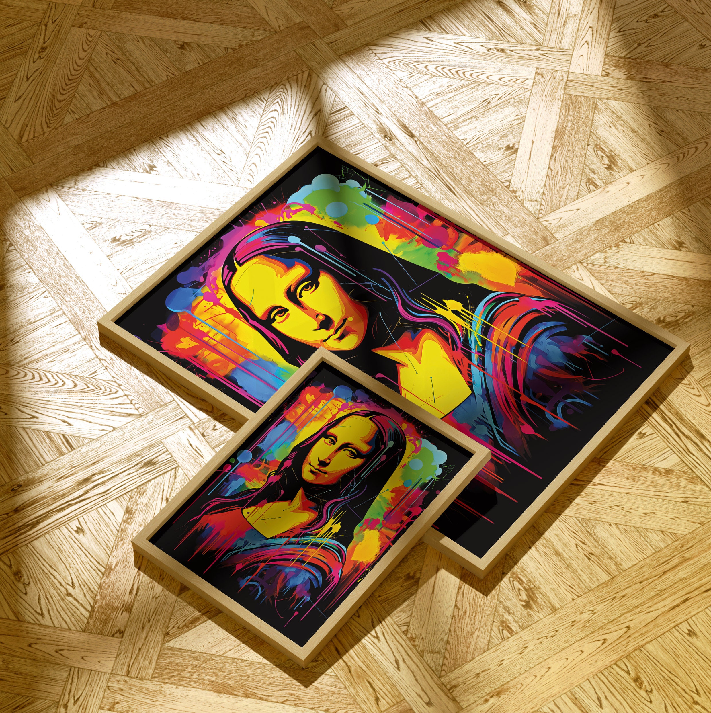 Mona Lisa Graffiti Poster, CMYK Colors Street Art Home Wall Decor ...