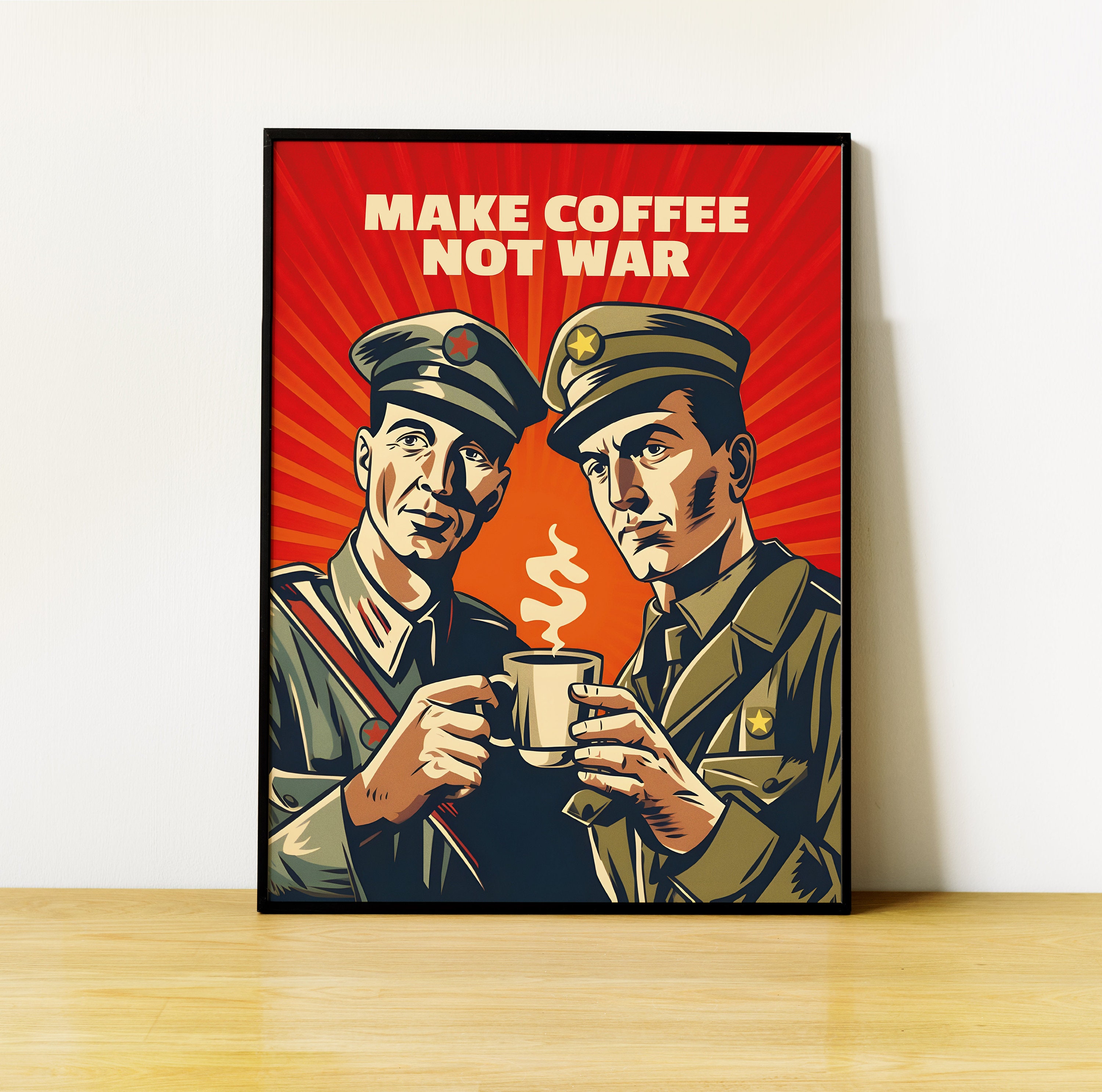 Make Coffee Not War Poster Anti-war Vintage Illustration Art Coffee ...