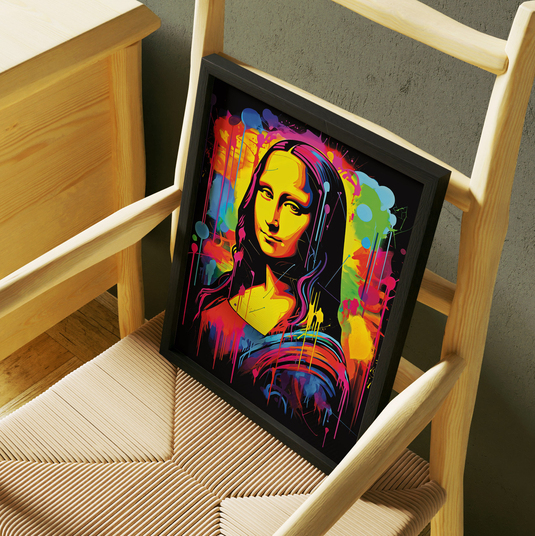 Mona Lisa Graffiti Poster, CMYK Colors Street Art Home Wall Decor ...