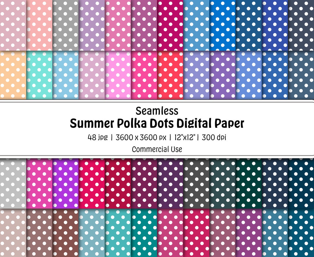 Summer Polka Dots Digital Paper Pack Seamless Summertime Dots ...