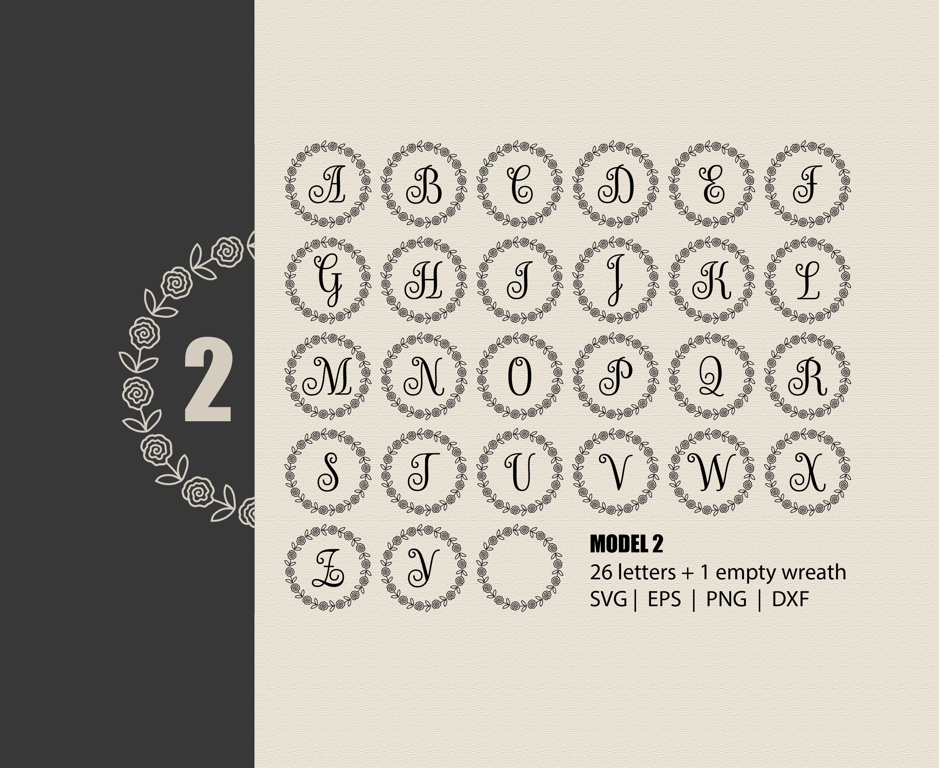 Monogram SVG Bundle, SVG Font Bundle, Doodle Wreath, Svg Letters ...