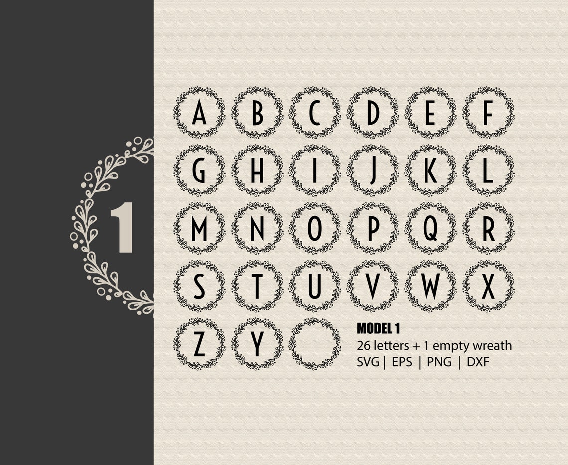 Monogram SVG Bundle, SVG Font Bundle, Doodle Wreath, Svg Letters ...