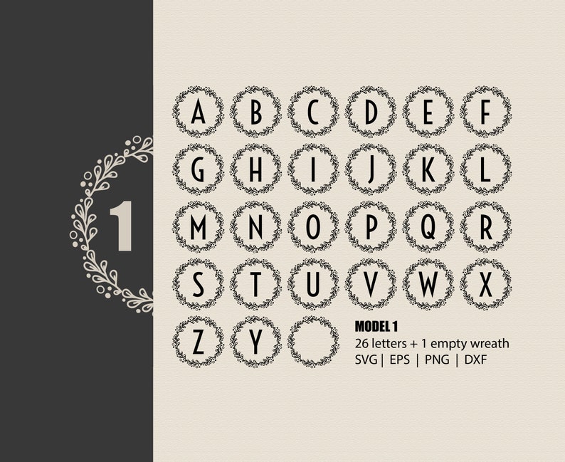 Monogram SVG Bundle, SVG Font Bundle, Doodle Wreath, Svg Letters ...