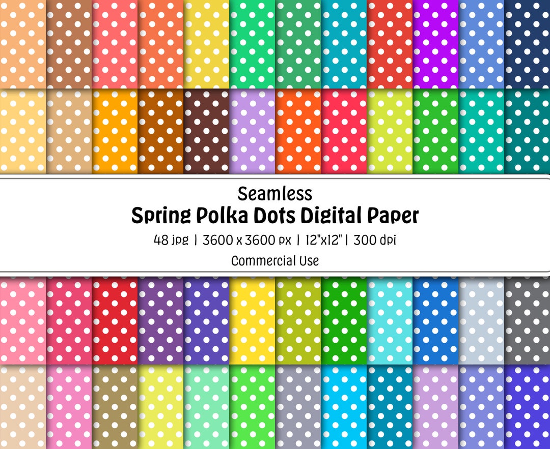 Spring Polka Dots Digital Paper Pack Seamless Springtime Dots ...