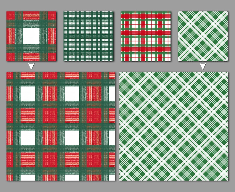 Christmas Watercolor Plaid Digital Paper, Christmas Seamless Repeat ...