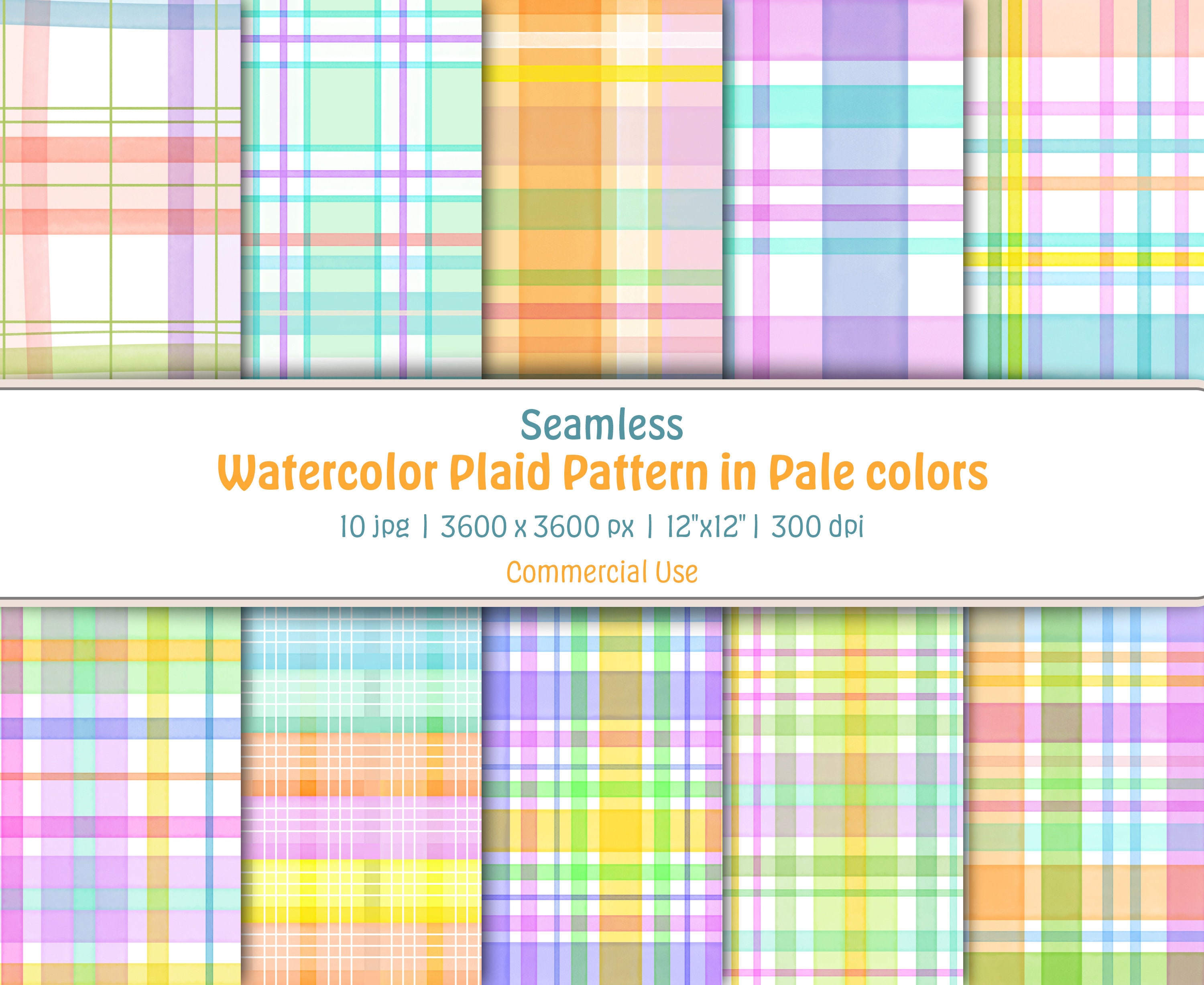 Watercolor Plaid Pattern Digital Paper Seamless for Scrapbooker Pattern ...