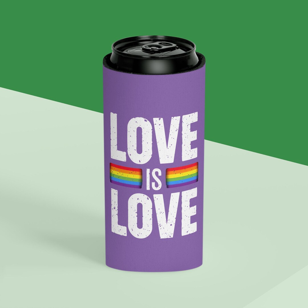 Rainbow Pride Can Cooler, Love is Love Beverage Holder, LGBTQ+ Drink ...