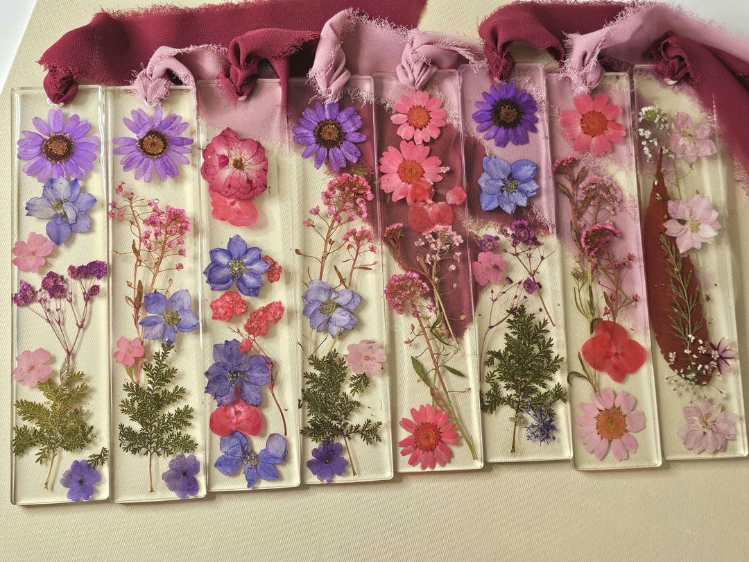 Dry Pressed Flower Bookmark Real Flower Resin Bookmark Birthday Gift ...