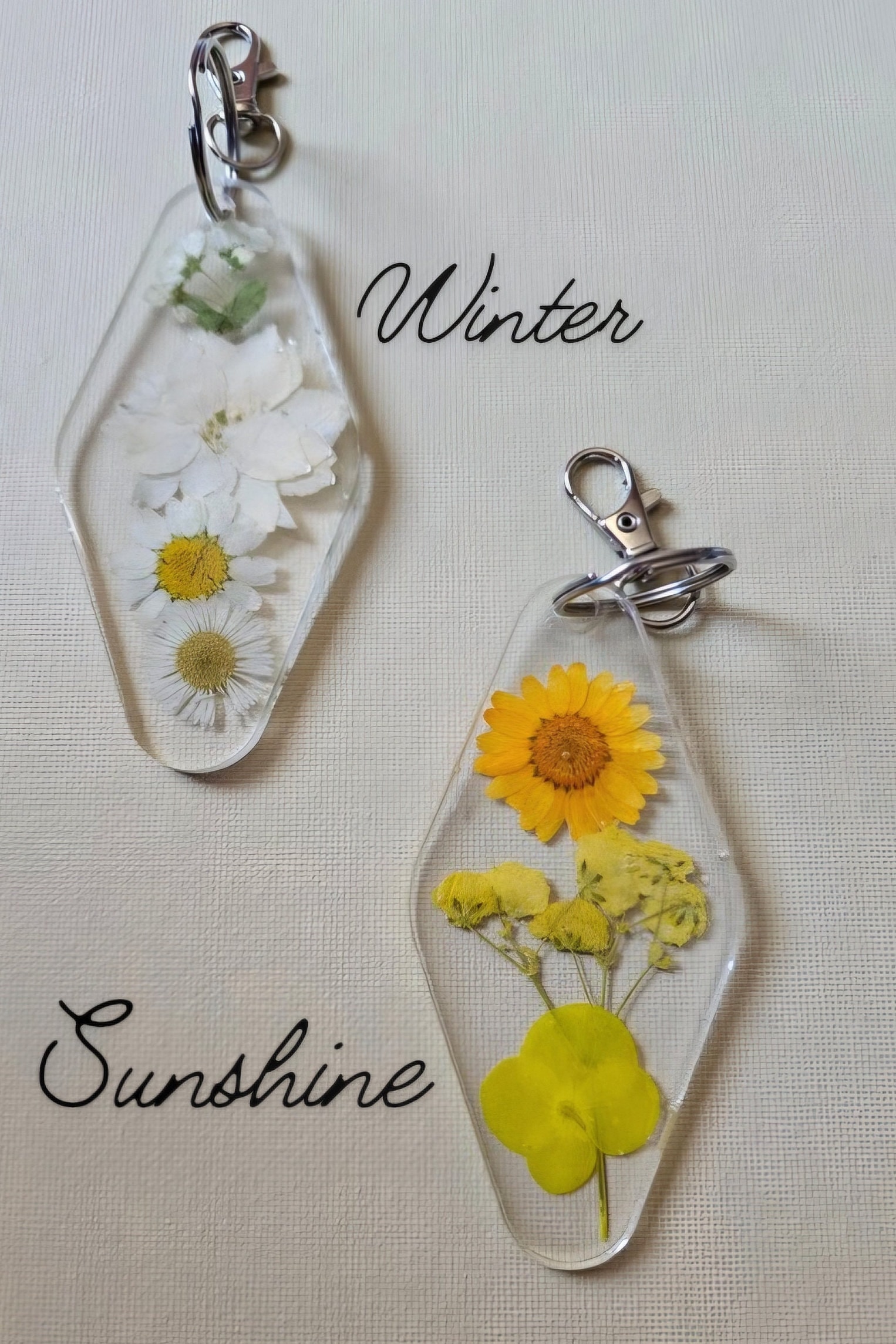 Dry Pressed Flower Keychain Real Flower Resin Keychain Birthday Gift ...