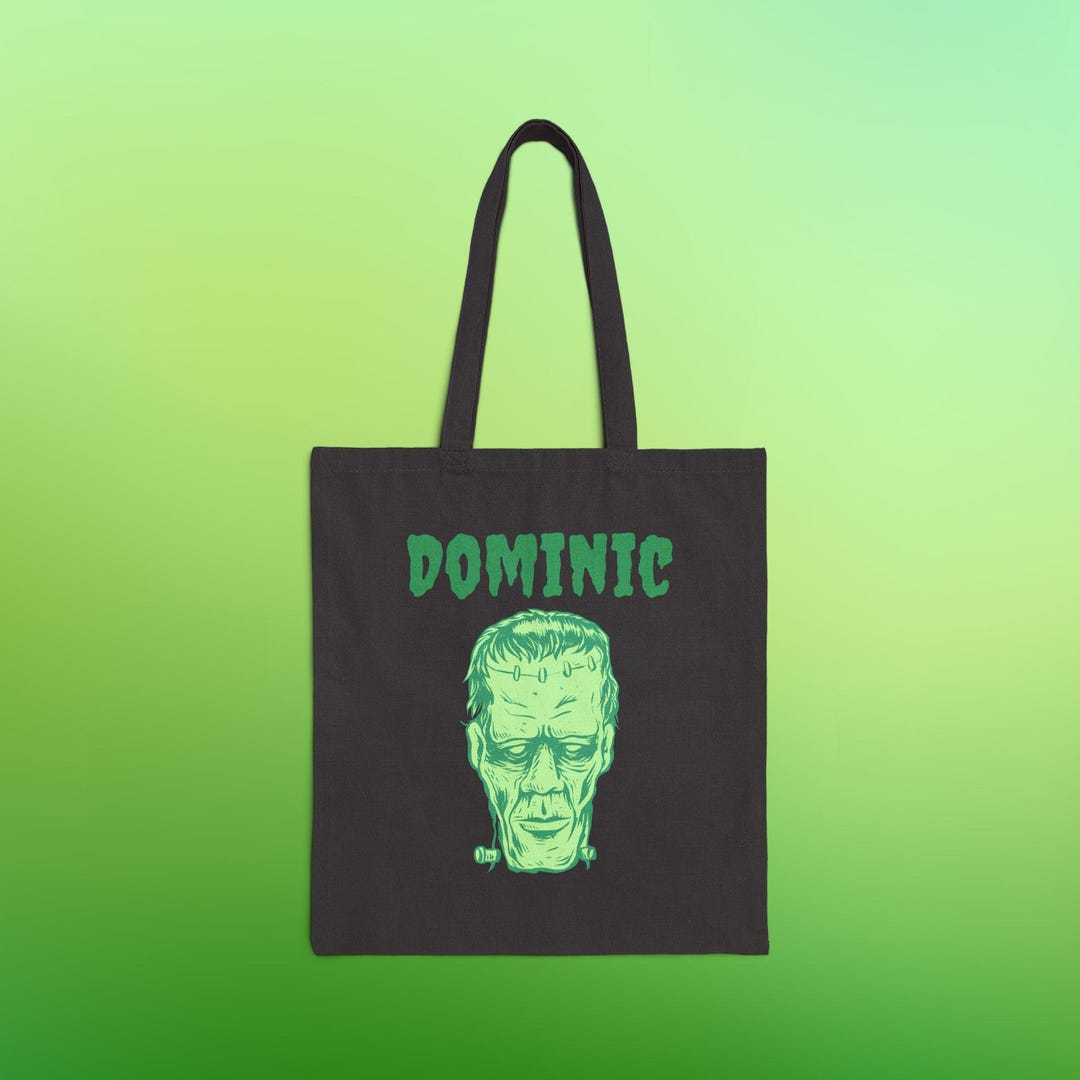 Personalized Frankenstein Tote Bag, Spooky Halloween Black Cotton ...