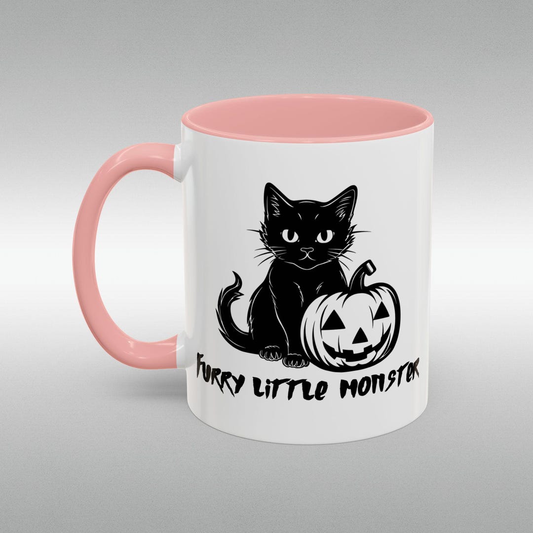 Halloween Black Cat Coffee Mug, Furry Little Monster Design - Etsy