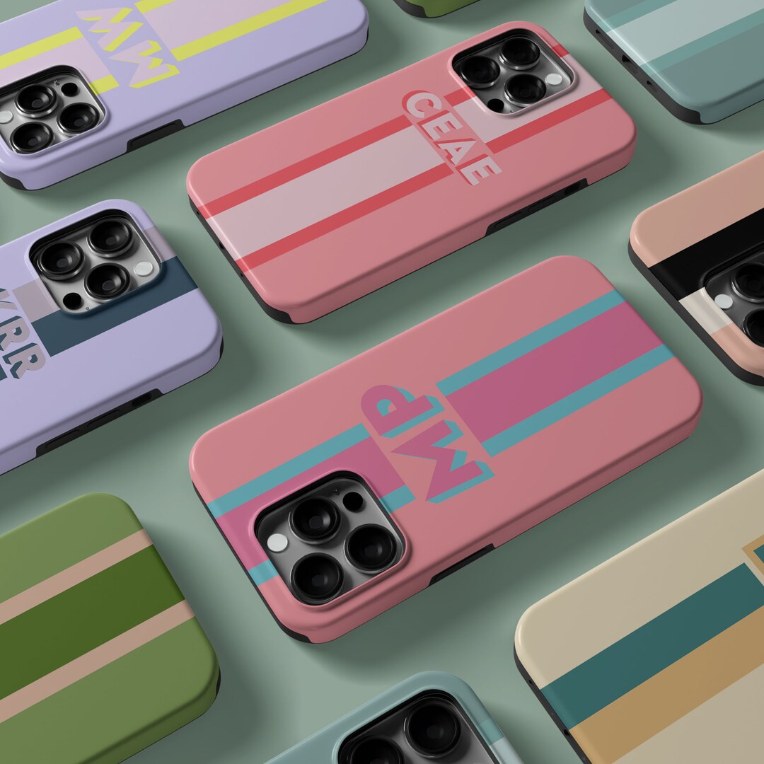 Personalised Large Initial Phone Case for iPhone 16 15 14 13 12 11 Pro ...