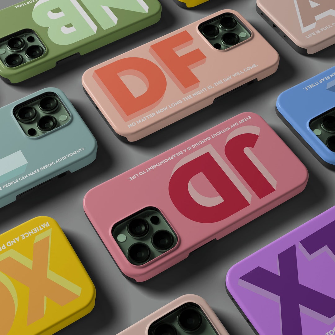 Large Initials and Motto Phone Case, iPhone 14 13 12 11 Pro Max ...