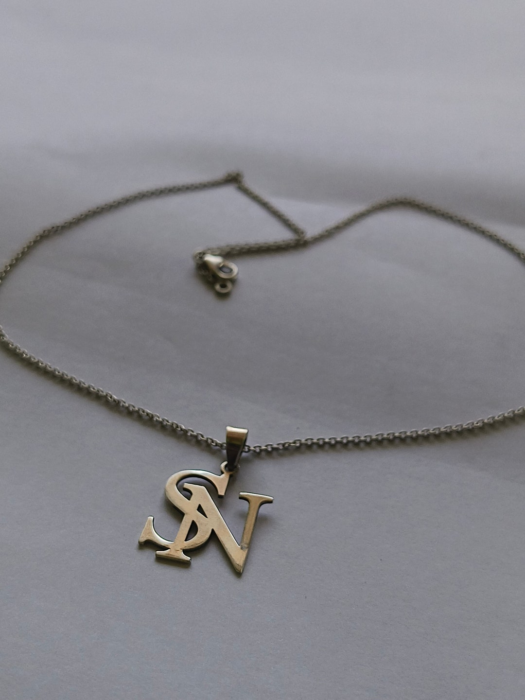 Two Letter Necklace, Custom Two Letter Silver Pendant, Valentine's Gift ...