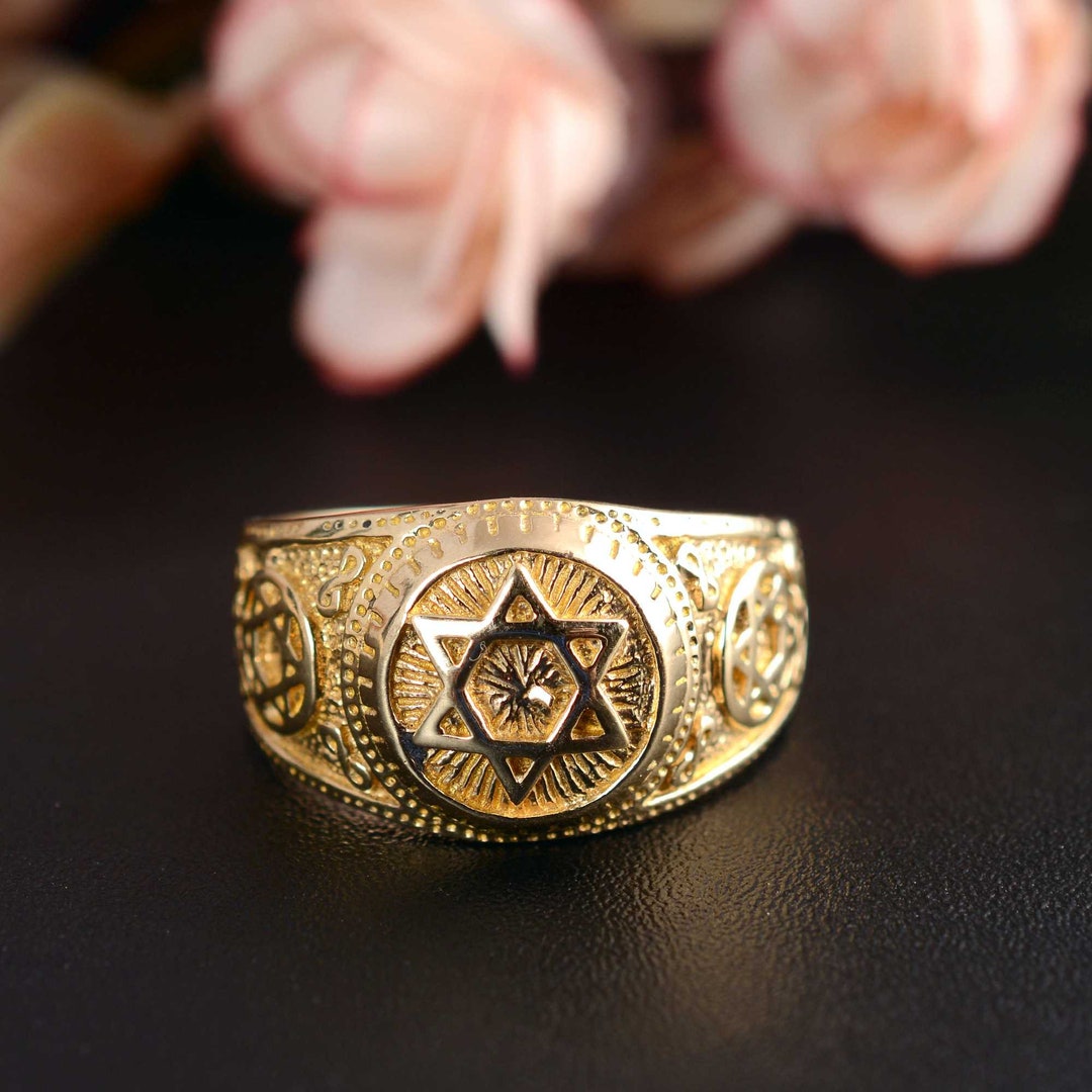 Star of David Ring,sacred Symbols Talisman Protective Amulet Shield of ...