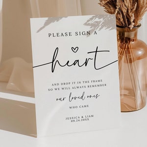 Heart Guest Book Sign, Please Sign a Heart Sign, Sign a Heart Guestbook ...