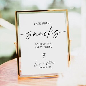 Wedding Snack Bar Sign, Printable Snack Station Sign, Minimalist Modern ...