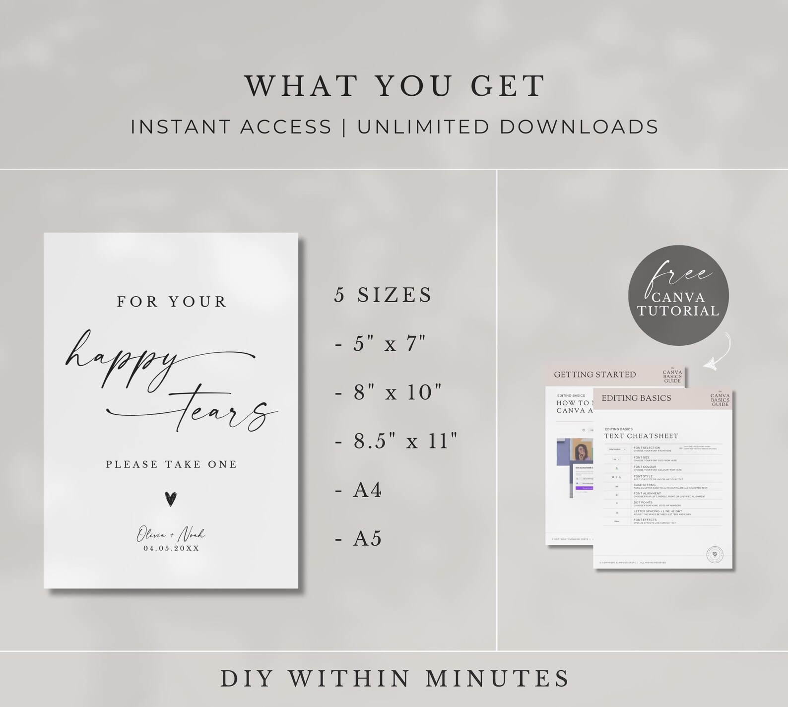 Happy Tears Wedding Sign Template (canva Editable) - Etsy