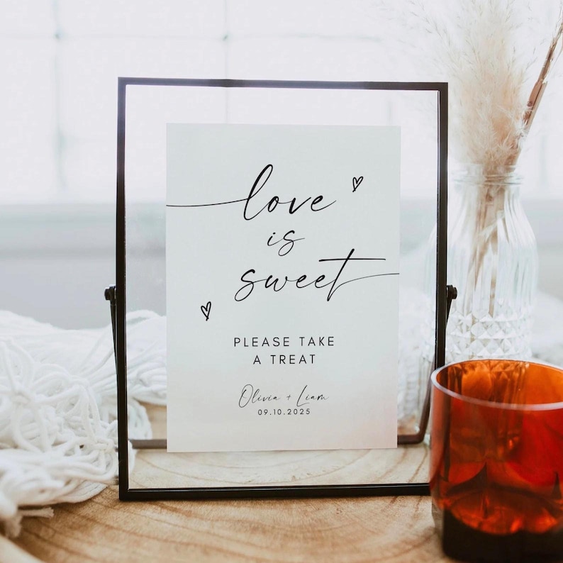 Love is Sweet Wedding Sign, Dessert Table Decor (canva Editable) - Etsy