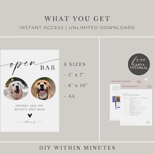 Open Bar Dog Sign, Pet Photo Drink Sign for Wedding, Drinks Are on the ...