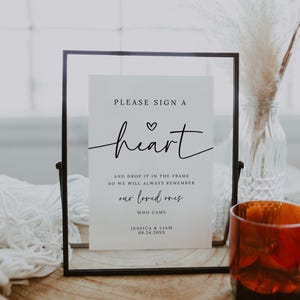 Heart Guest Book Sign, Please Sign a Heart Sign, Sign a Heart Guestbook ...