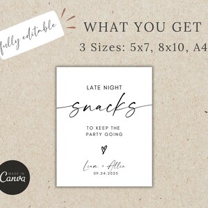 Wedding Snack Bar Sign, Printable Snack Station Sign, Minimalist Modern ...