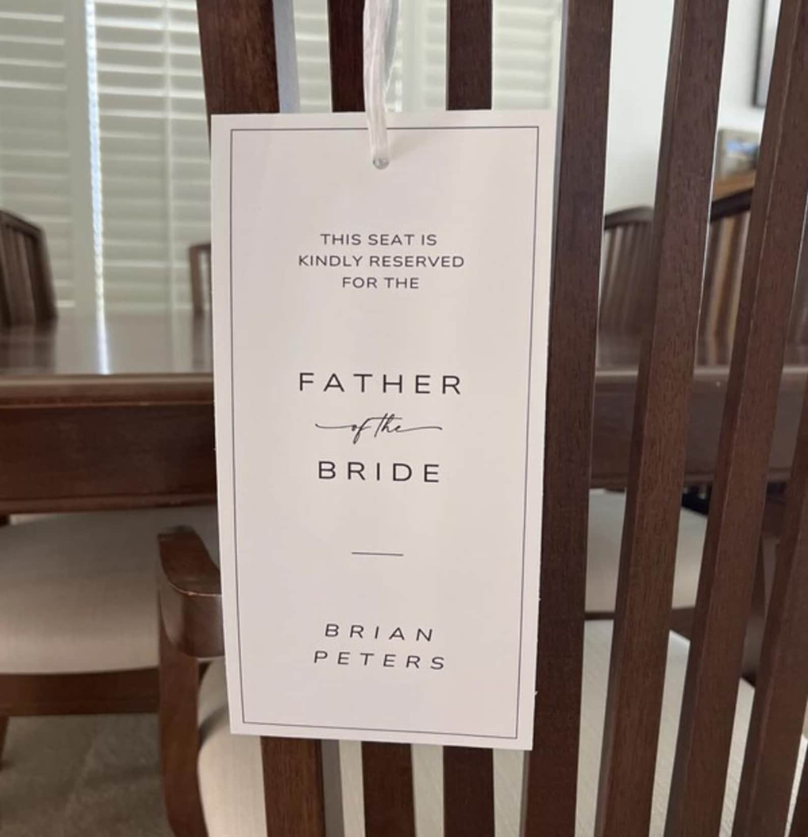 Minimalist Reserved Seat Tag, Wedding Chair Sign, Editable Canva ...