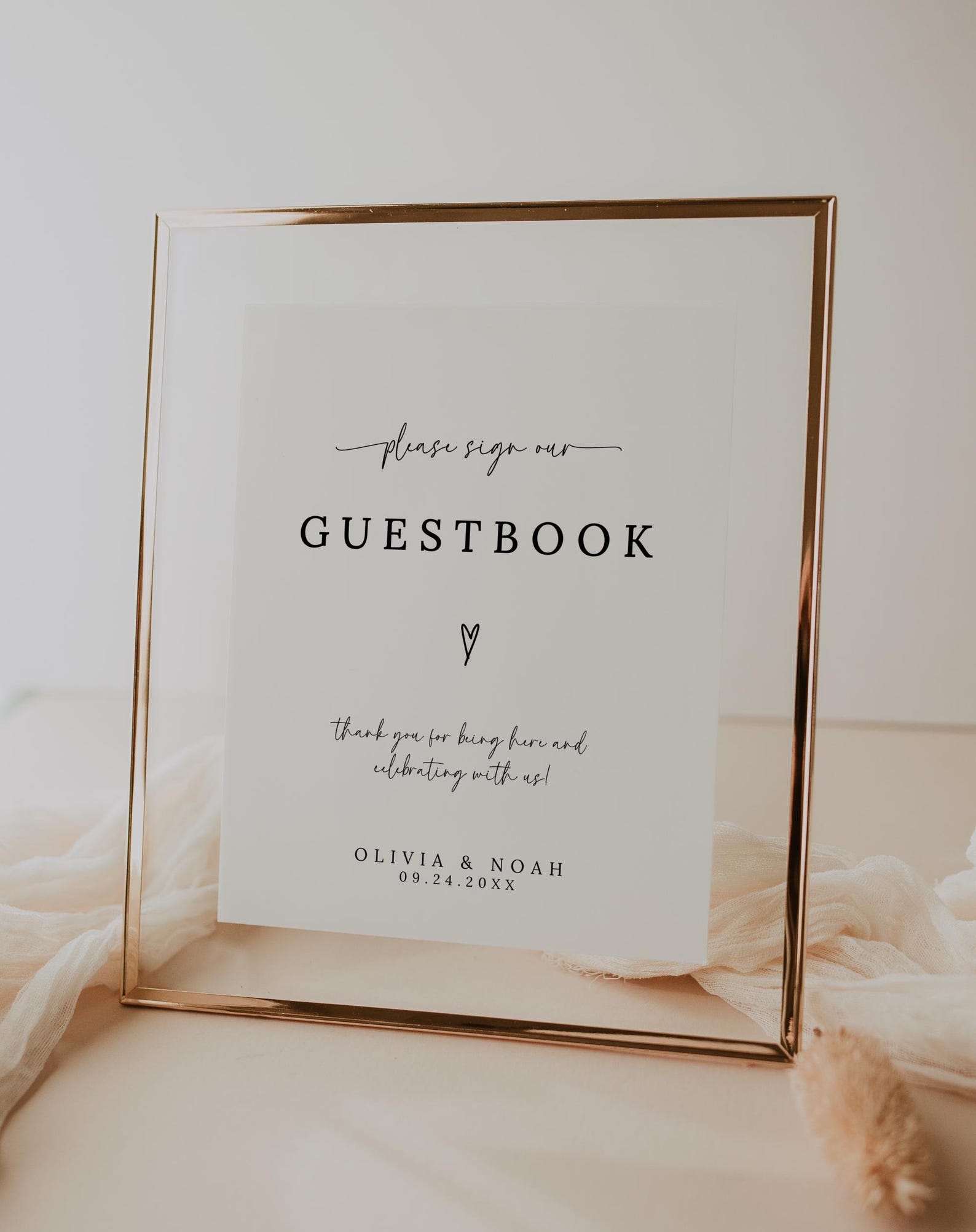 Minimalist Wedding Guestbook Sign Template, Editable Canva (5x7, 8x10 ...