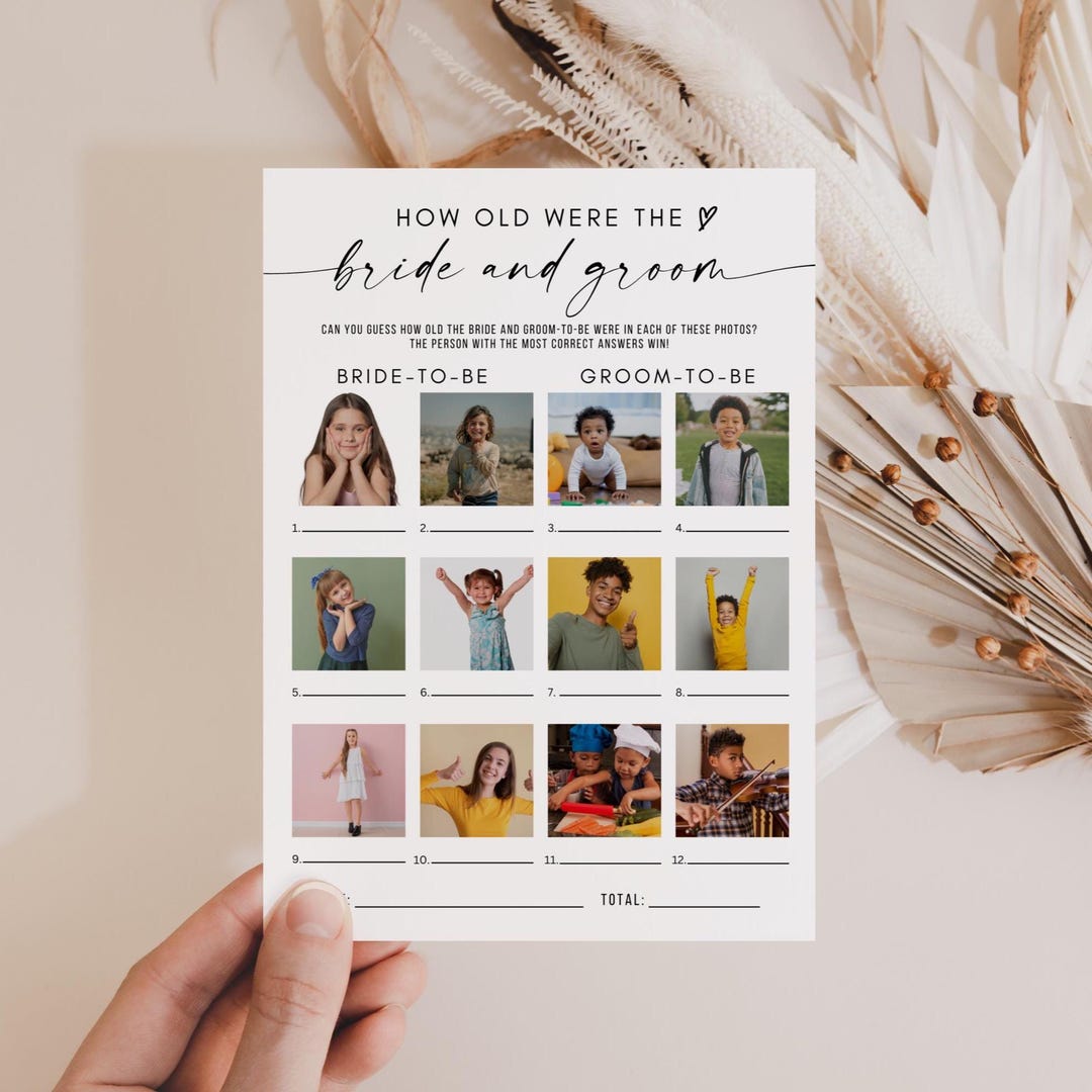 How Old Were the Bride and Groom Bridal Shower Game, Minimalist Photo ...