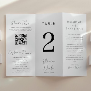 Wedding Trifold Table Number, Minimalist Wedding Table Numbers, Tri ...