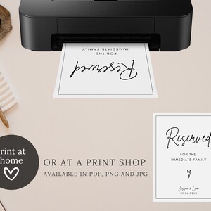 Reserved Sign Template, Minimalist Reserved for Family Sign, Reserved ...