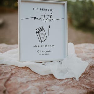 Matches Wedding Sign Template, Minimalist Modern Matchbox Sign, Match ...