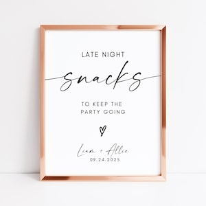 Wedding Snack Bar Sign, Printable Snack Station Sign, Minimalist Modern ...