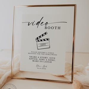 Wedding Video Booth Sign, Minimalist Video Guestbook Template, Leave a ...