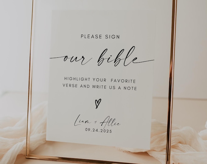 Gold Bible Guest Book Sign, Sign Our Bible Sign, Highlight Your ...