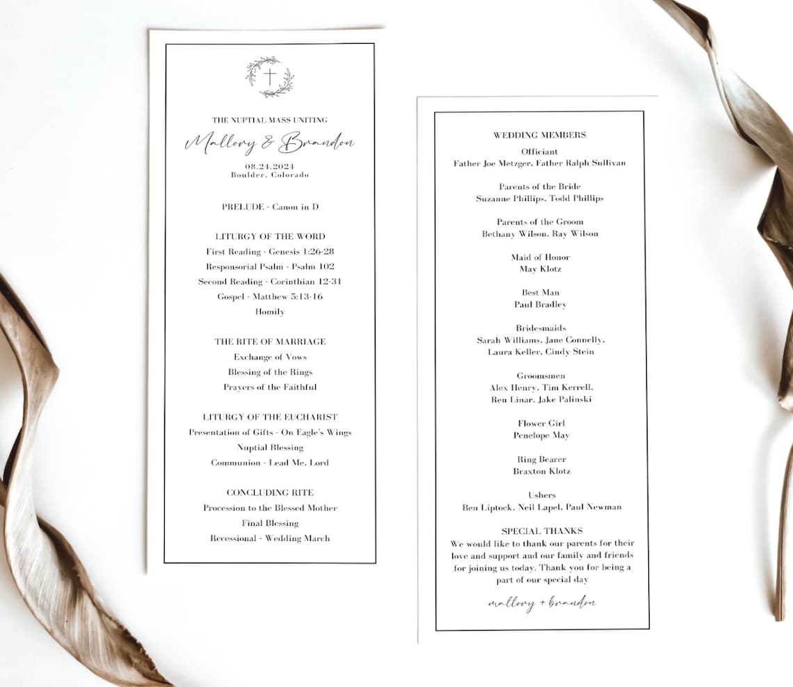 Catholic Wedding Program Catholic Wedding Ceremony Catholic - Etsy