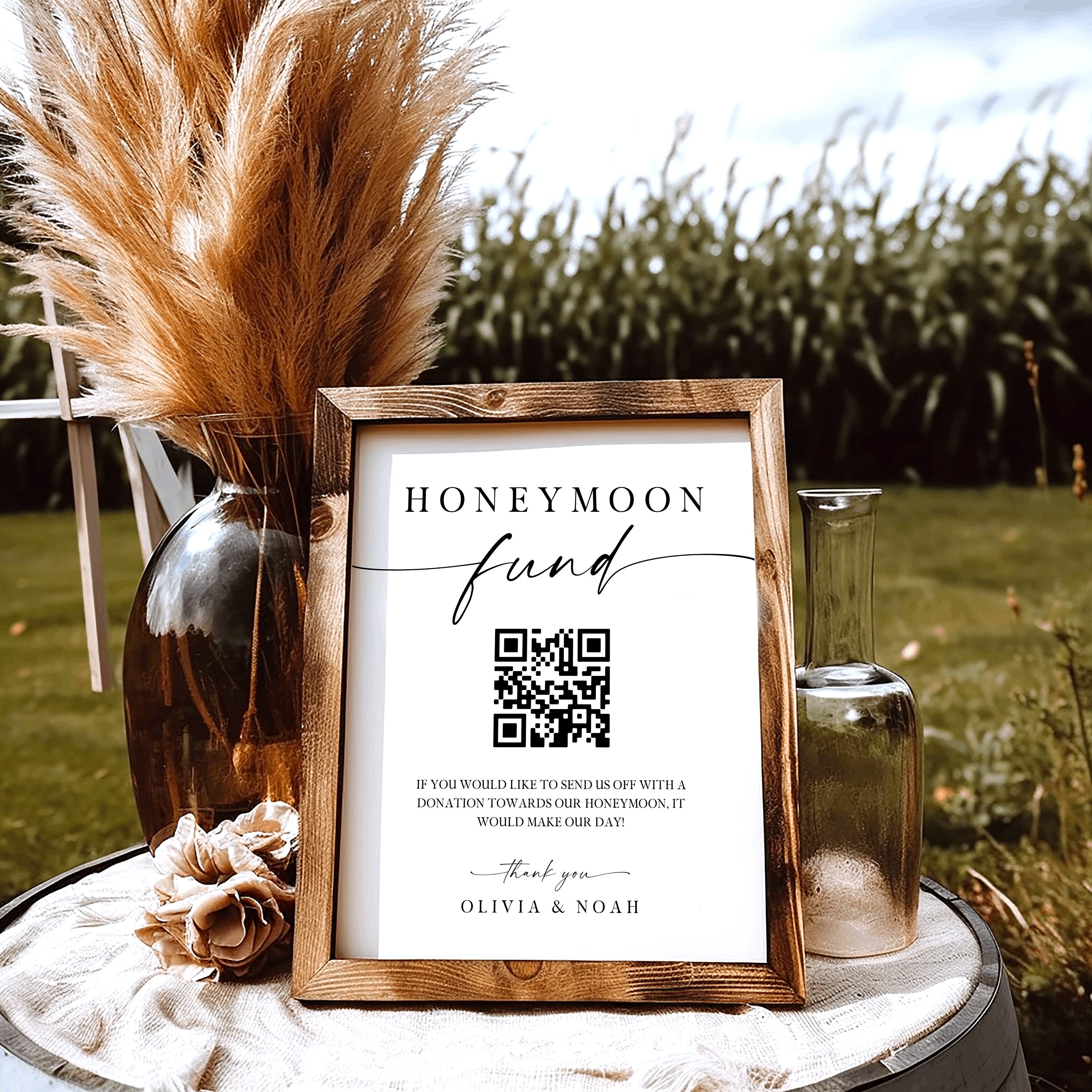 Honeymoon Fund Sign, Honeymoon QR Code Sign, Printable QR Code for ...